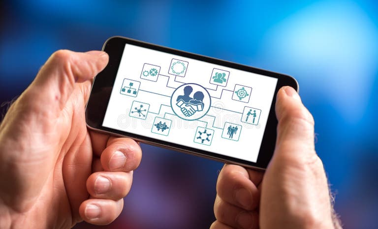 Collaboration Concept on a Smartphone Stock Image - Image of work ...