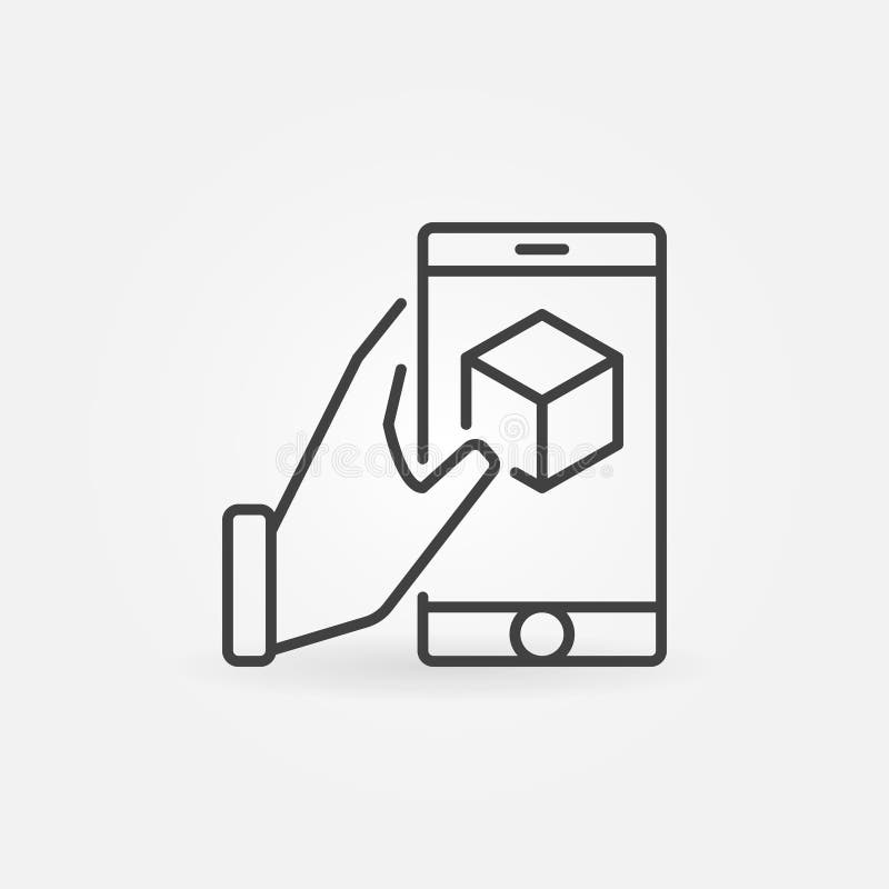 Smartphone with 3d Cube Hand Drawn Outline Doodle Icon. Stock Vector ...