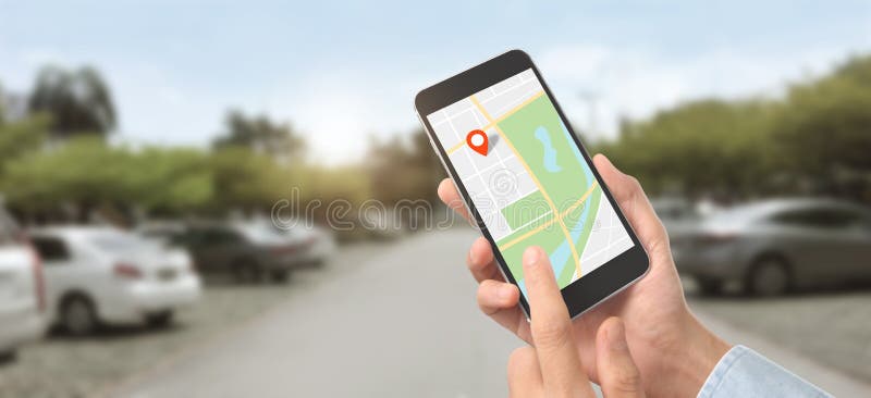 Hand Holding Smartphone Device and Touching Screen, Which is Icon of ...