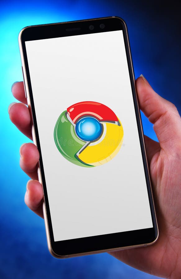 Hand Holding Smartphone Displaying Logo of Google Chrome Editorial ...