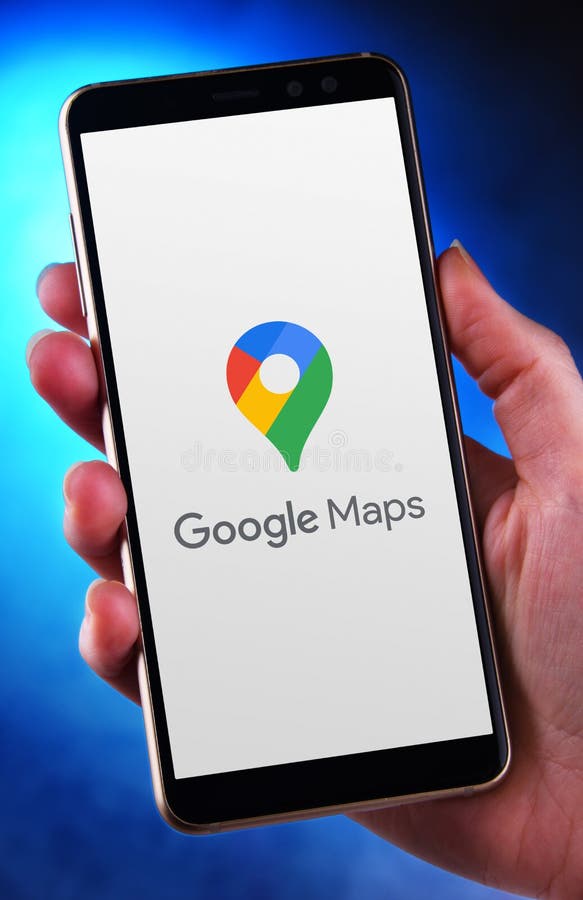 Hand Holding Smartphone Displaying Logo of Google Maps Editorial Stock ...