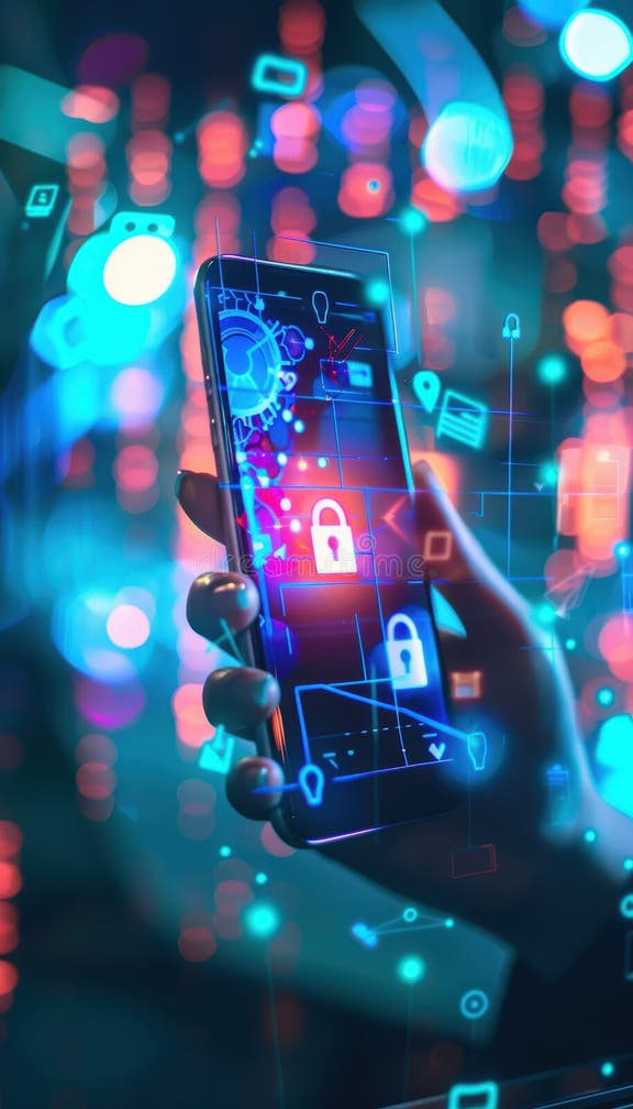 Secure Mobile Access with Two-Factor Authentication and Digital Lock Icons Stock Photo - Image ...