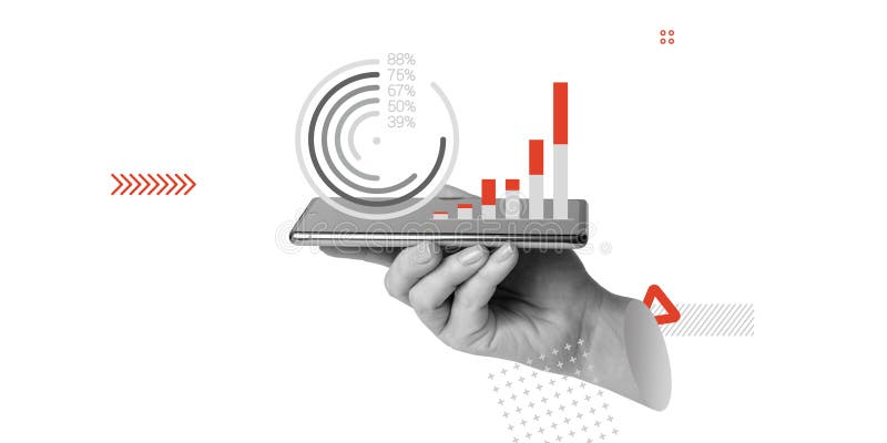 Hand Holding Smartphone Displays Data Visualizations, Including ...