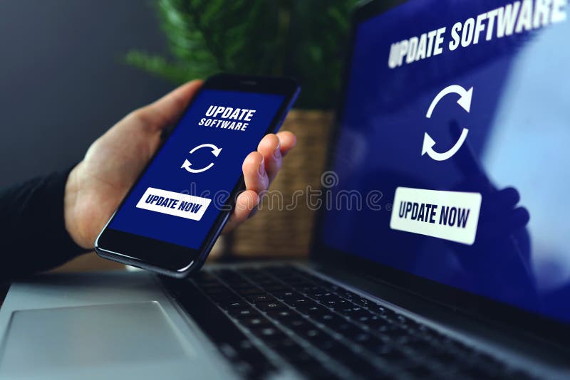 Hand Holding Smartphone Doing Installing Update Process with Gearbox ... Hand Holding Smartphone Doing Installing Update Process with Gearbox ...
