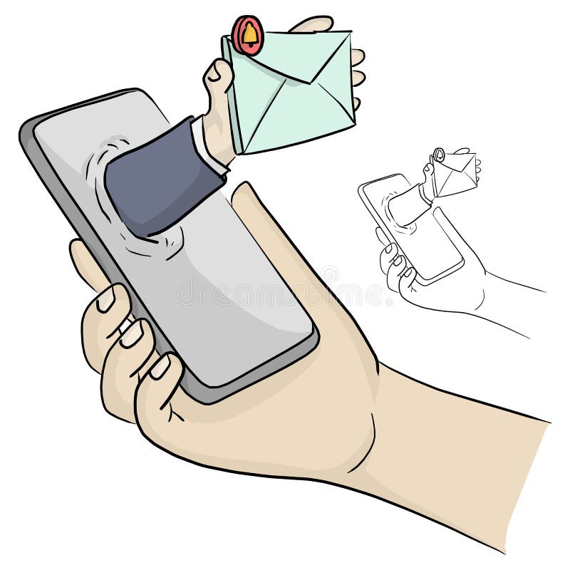 Smartphone Notification Hand Drawn Stock Illustrations – 217 Smartphone ...