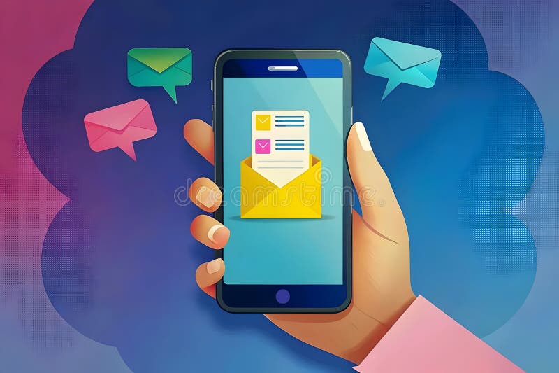 Hand Holding Smartphone with Email Notification Concept Stock ...