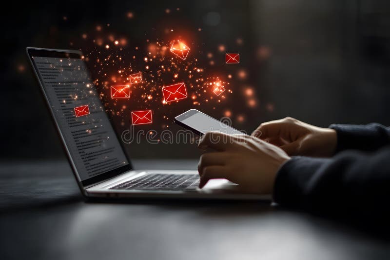 Hand Holding Smartphone with Email Notifications Digital Communication ...