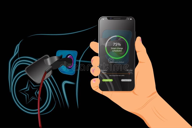Hand Holding Smartphone Ev Charging Stock Vector - Illustration of ... Hand Holding Smartphone Ev Charging Stock Vector - Illustration of ...