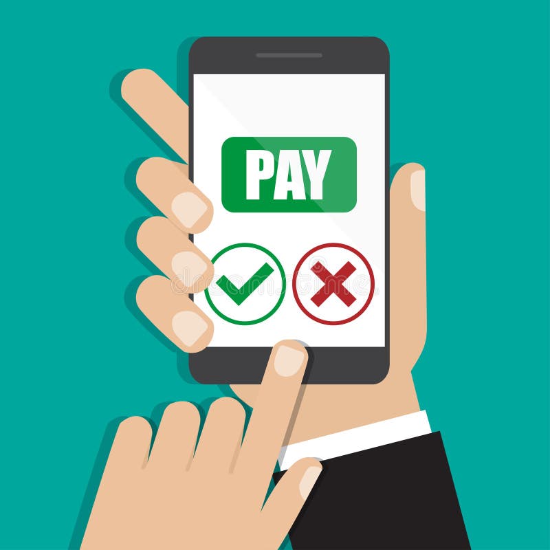 Hand Holding Smartphone in a Flat Design. Receiving Phone Pay Stock ...