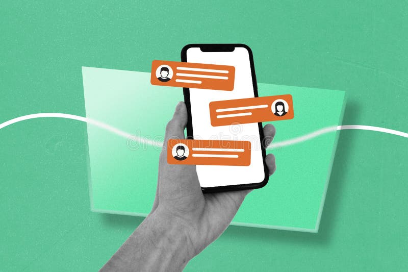 Hand Holding Smartphone Floating Chat Bubble Symbolizing Digital ...