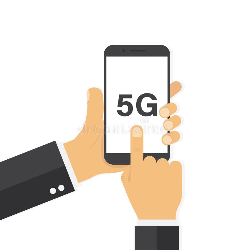 Hand Holding Smartphone with 5g Connecting. Mobile Screen. Internet ...