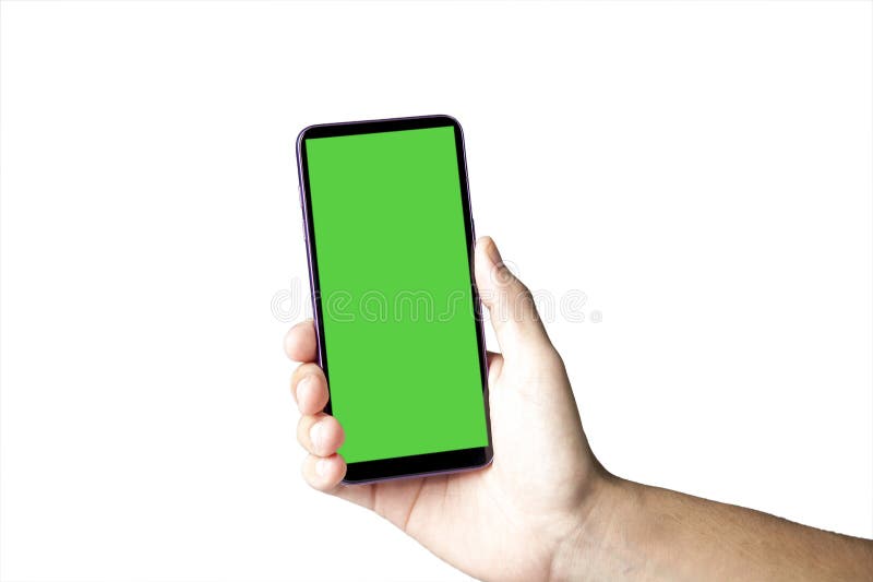 Hand Holding Smartphone with Green Screen. Stock Photo - Image of empty ...