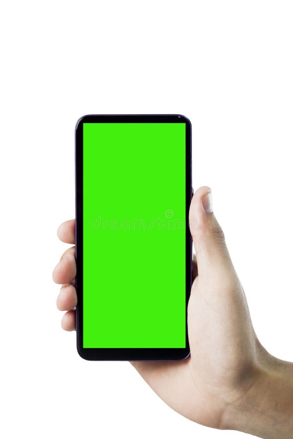 Hand Holding Smartphone with Green Screen. Stock Photo - Image of ...