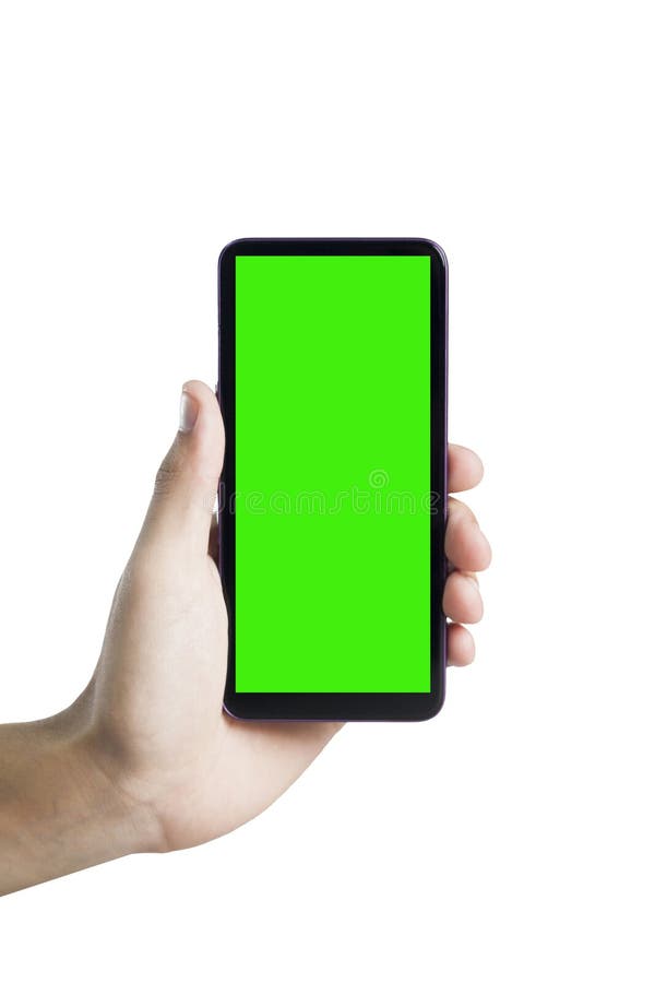 Hand Holding Smartphone with Green Screen. Stock Photo - Image of ...