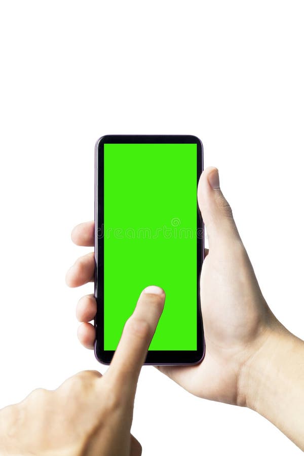 Hand Holding Smartphone with Green Screen. Stock Photo - Image of empty ...