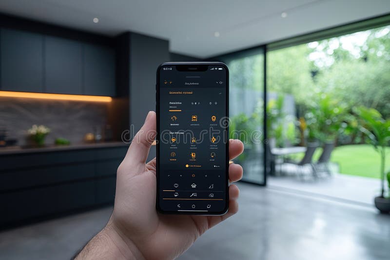 A Hand Holding a Smartphone with a Home Automation App Open. the App ...