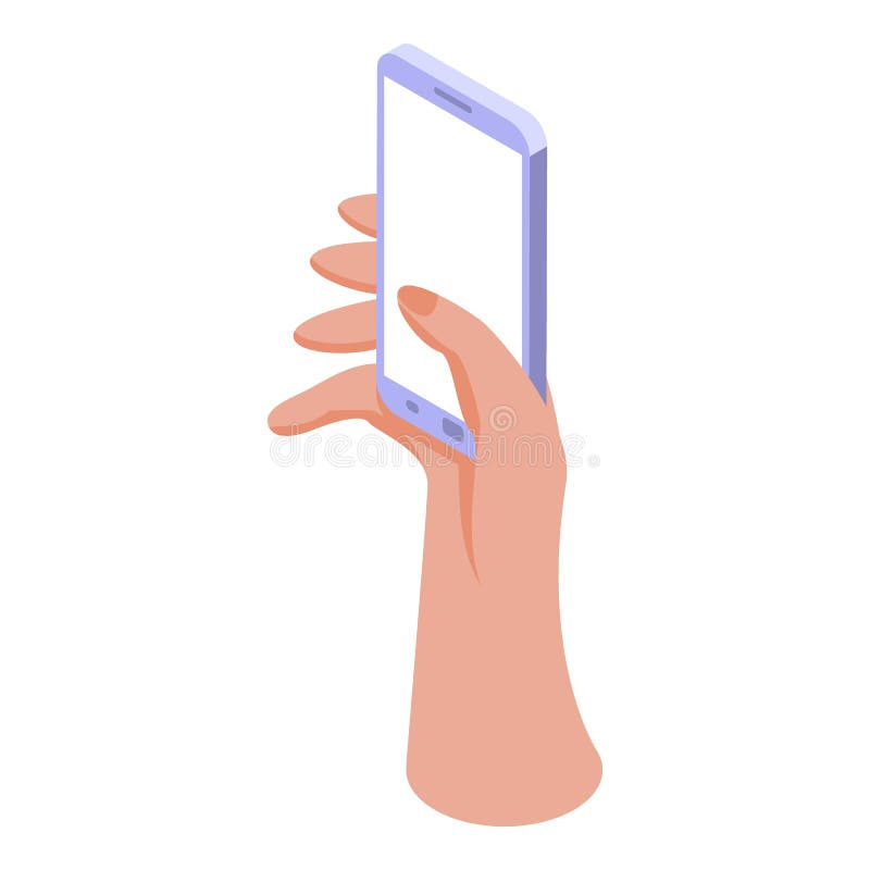 Hand Holding Smartphone Icon Isometric Vector. Mobile Phone Stock ...