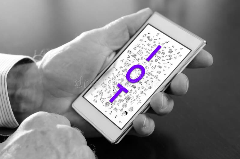 Iot Concept on a Smartphone Stock Photo - Image of held, connection ...