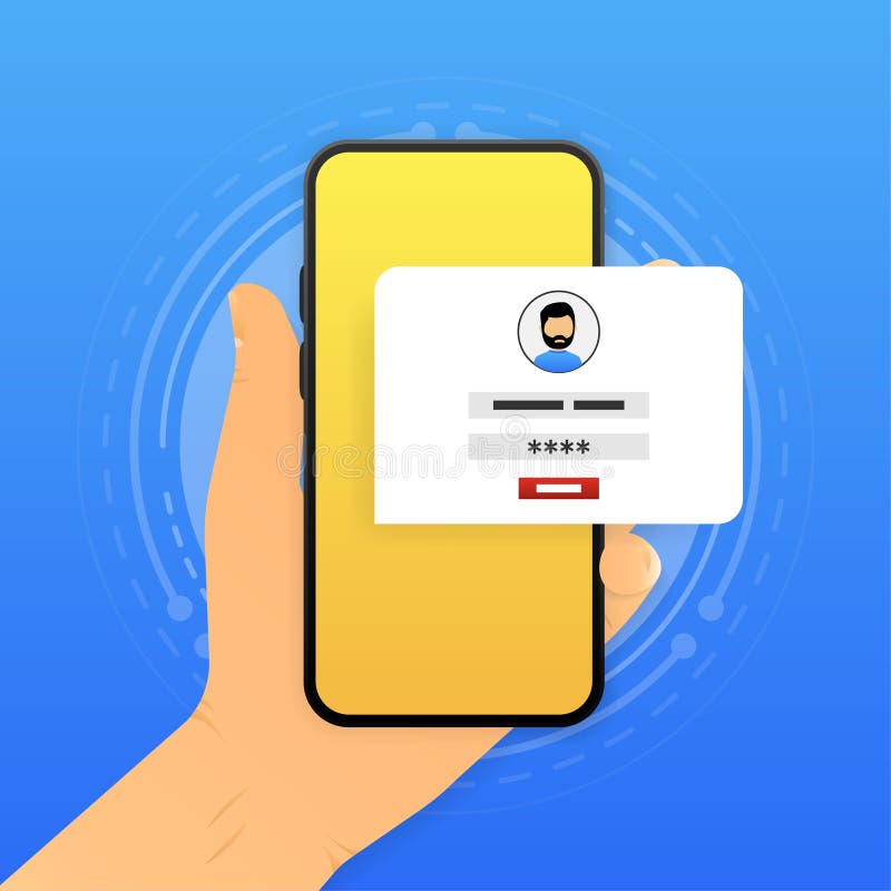 Hand Holding Smartphone with Login Form. Mobile Autorization Concept ...