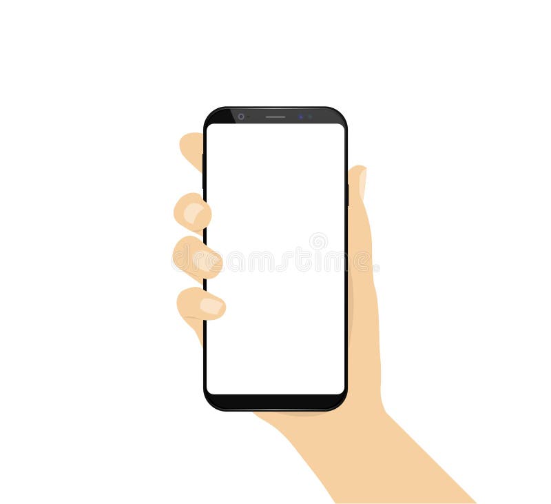 A Hand is Holding a Smartphone. Mobile Phone in Hand Stock Illustration ...