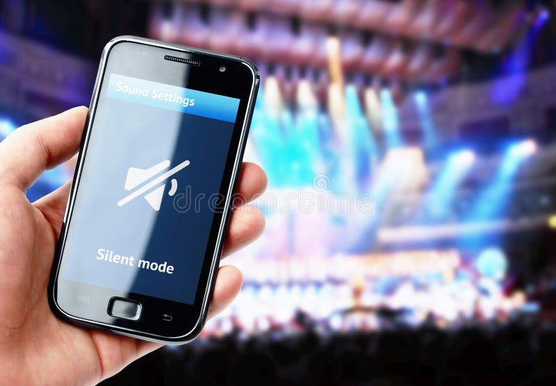 Hand Holding Smartphone with Mute Sound during Concert Stock Photo ...