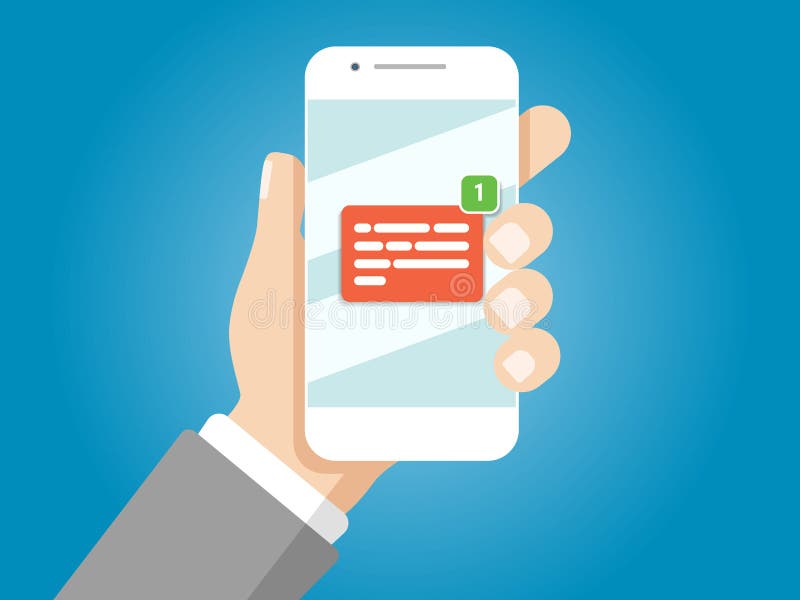 Hand Holding Smartphone. New Email Message Notification on Mobile Phone ...