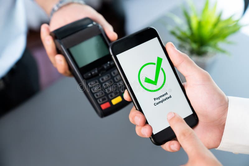 Hand Holding Smartphone with NFC QR Code Device. Fervent Stock Photo ...