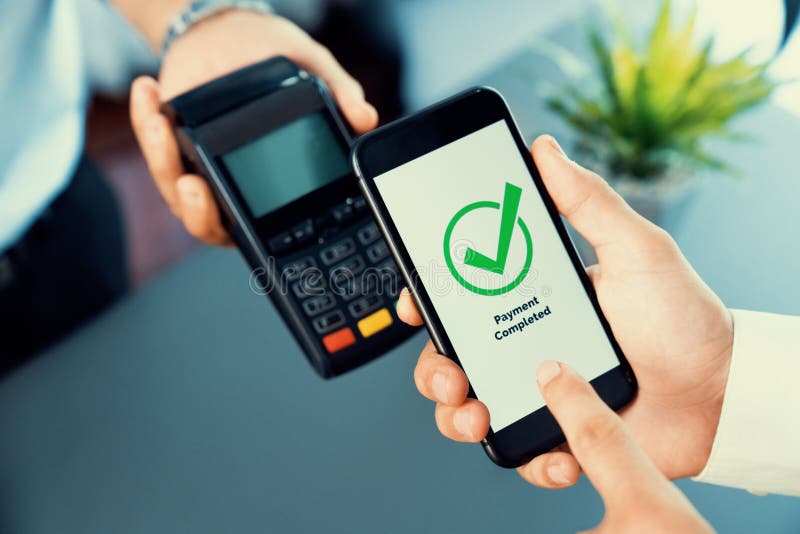 Hand Holding Smartphone with NFC QR Code Device. Fervent Stock Photo ...