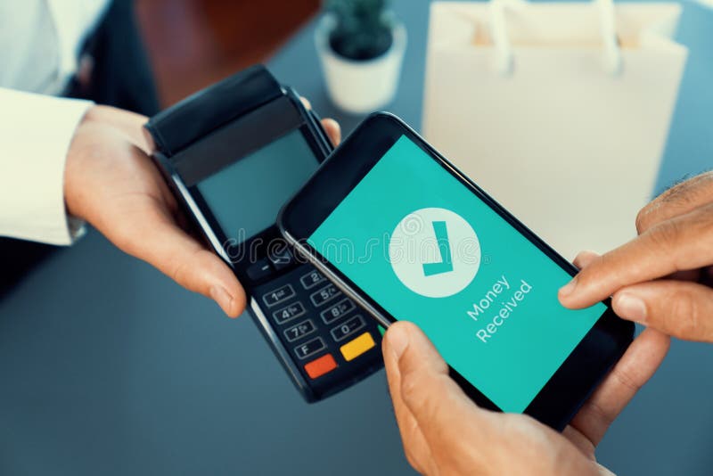 Hand Holding Smartphone with NFC QR Code Device. Fervent Stock Photo ...