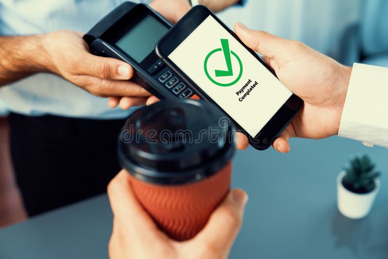 Hand Holding Smartphone with NFC QR Code Device. Fervent Stock Image ...