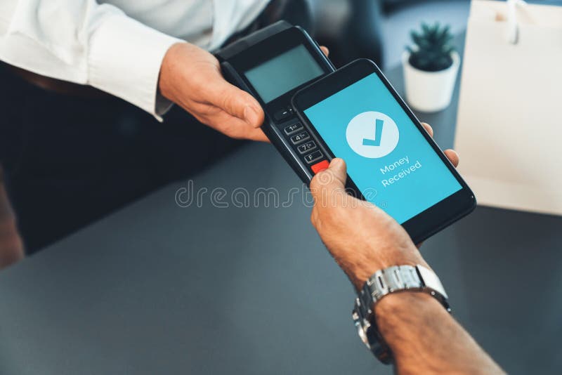 Hand Holding Smartphone with NFC QR Code Device. Fervent Stock Image ...