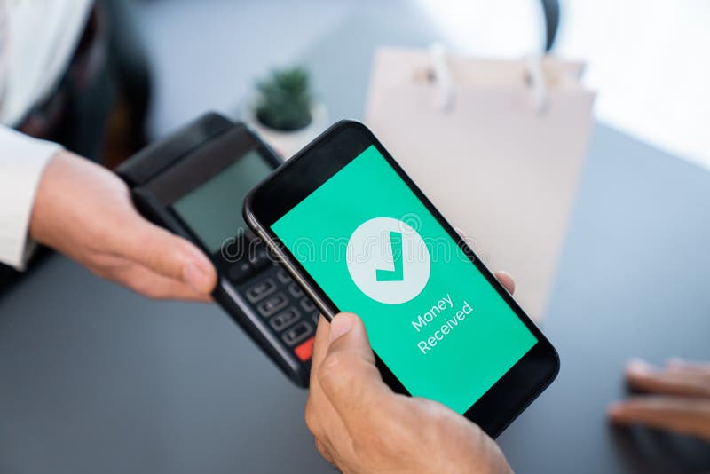 Hand Holding Smartphone with NFC QR Code Device. Fervent Stock Image ...