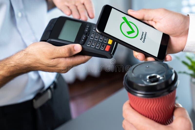 Hand Holding Smartphone with NFC QR Code Device. Fervent Stock Image ...