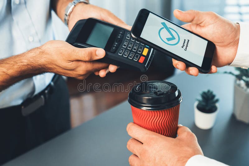 Hand Holding Smartphone with NFC QR Code Device. Fervent Stock Image ...