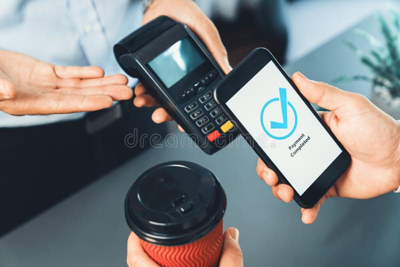 Hand Holding Smartphone with NFC QR Code Device. Fervent Stock Image ...