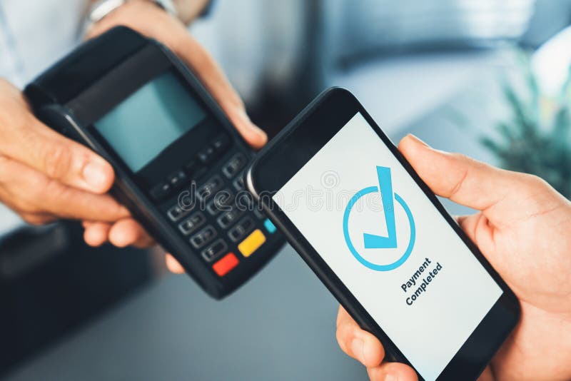 Hand Holding Smartphone with NFC QR Code Device. Fervent Stock Image ...