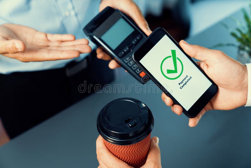 Hand Holding Smartphone with NFC QR Code Device. Fervent Stock Image ...