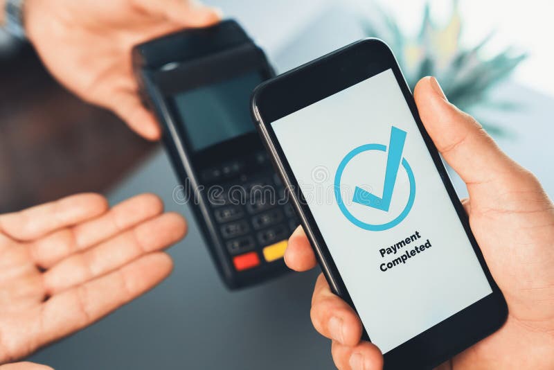 Hand Holding Smartphone with NFC QR Code Device. Fervent Stock Photo ...