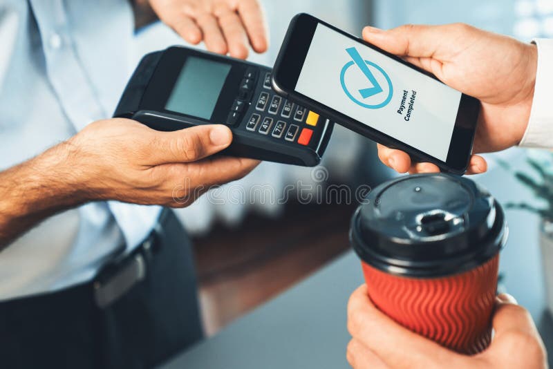 Hand Holding Smartphone with NFC QR Code Device. Fervent Stock Photo ...