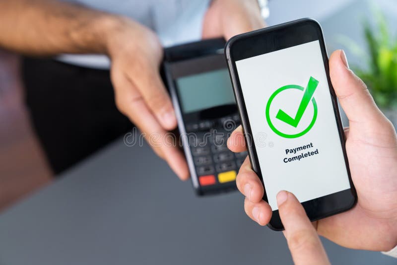 Hand Holding Smartphone with NFC QR Code Device. Fervent Stock Image ...