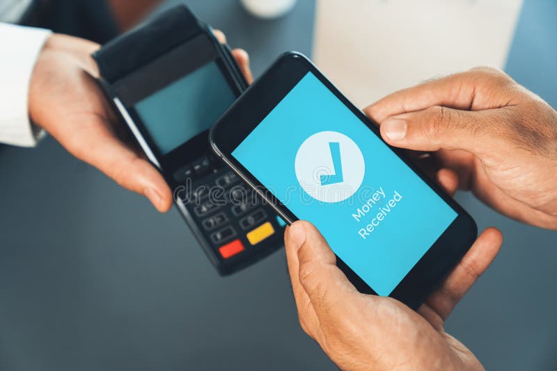 Hand Holding Smartphone with NFC QR Code Device. Fervent Stock Image ...