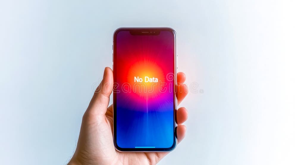 Hand Holding Smartphone with No Data Message on Screen Stock Image ...