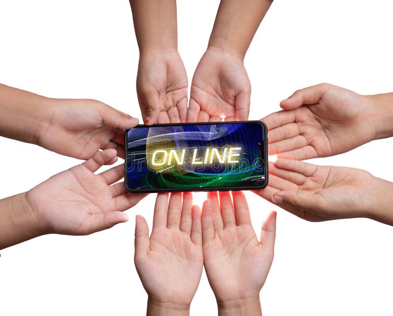 Hands Holding Smartphone with `connection` Word on Screen for Internet ...