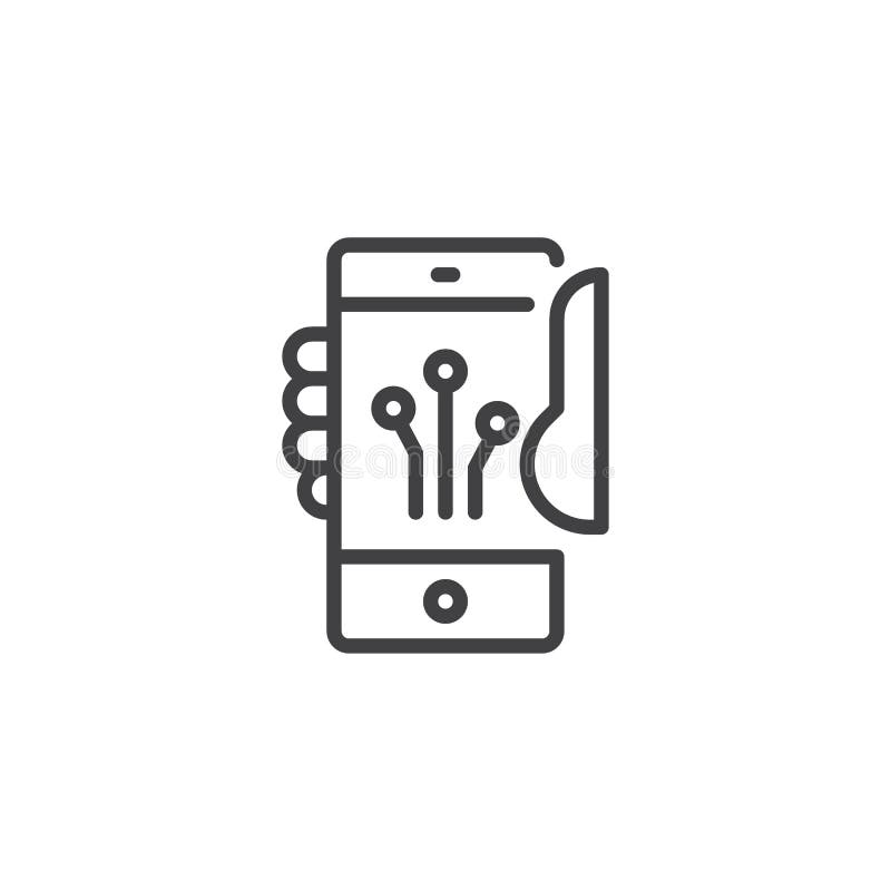 Hand Holding Smartphone Outline Stock Illustrations – 3,395 Hand ...