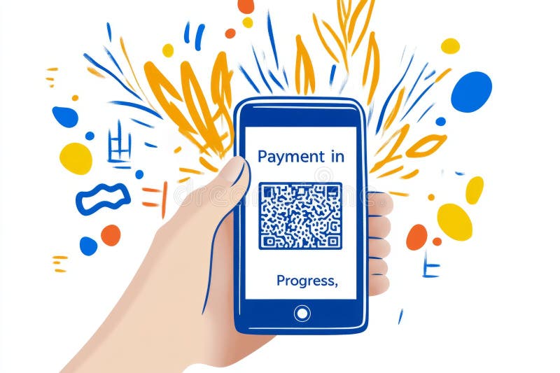 Hand Holding Smartphone with Qr Code Displayed on Screen, Indicating a ...