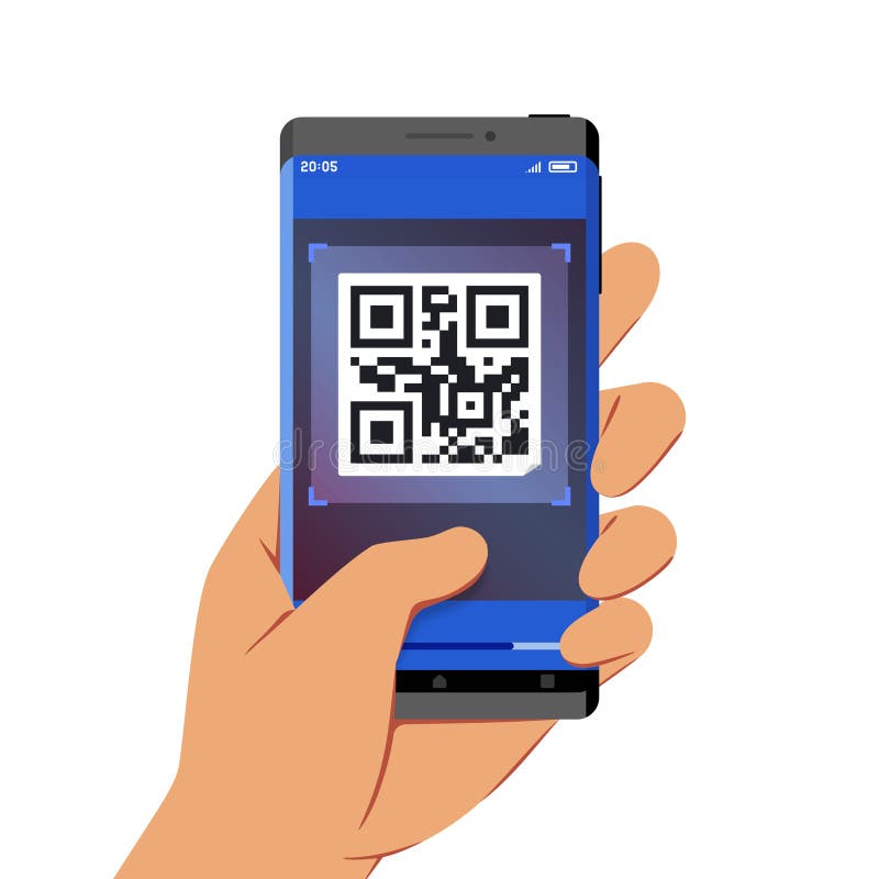 Hand Holding Smartphone with QR Code Scanner Application on Its Screen ...
