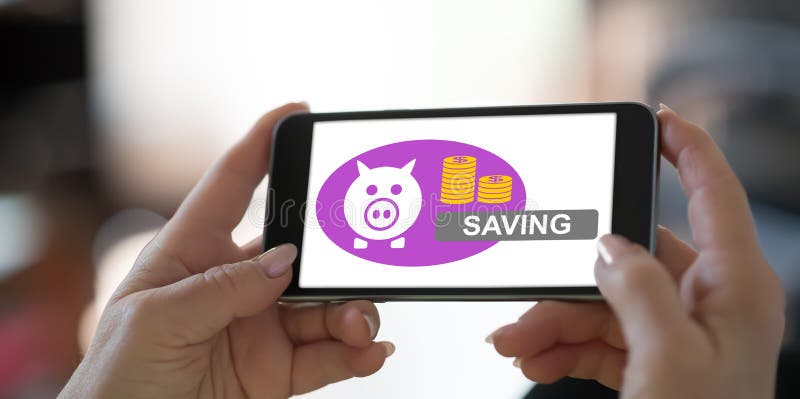 Saving Concept on a Smartphone Stock Photo - Image of mobile, money ...