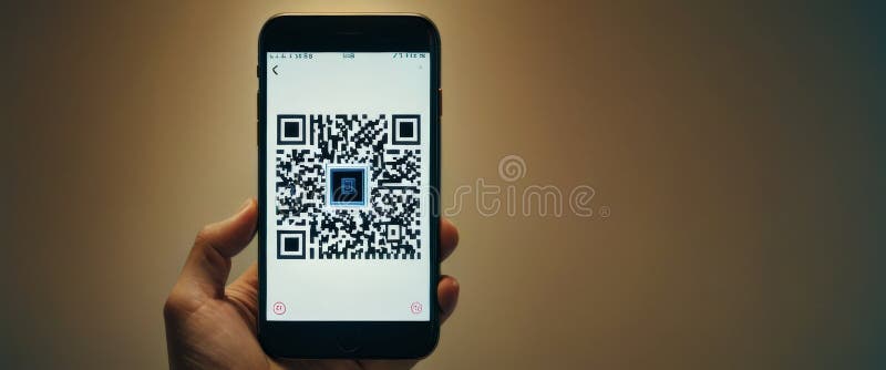 Hand Holding Smartphone with Scanned QR Code Stock Illustration ...