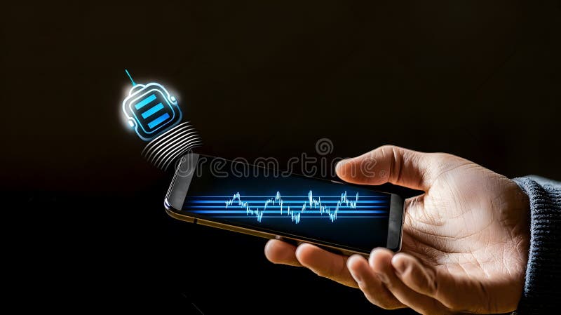 Hand Holding Smartphone with Signal Display Stock Illustration ...