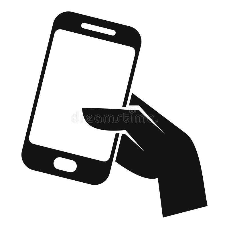 Hand Holding Smartphone Silhouette Icon Stock Illustration ...